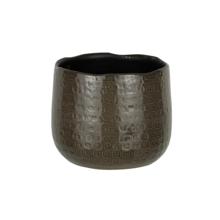 Cache-pot à motifs en céramique gris foncé 22x22x18cm | Maisons du Monde
