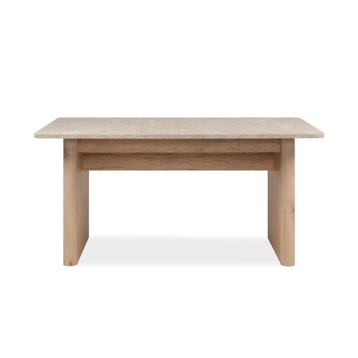 Table extensible décor chêne et travertin 8 à 10 personnes L160/200 cm ...