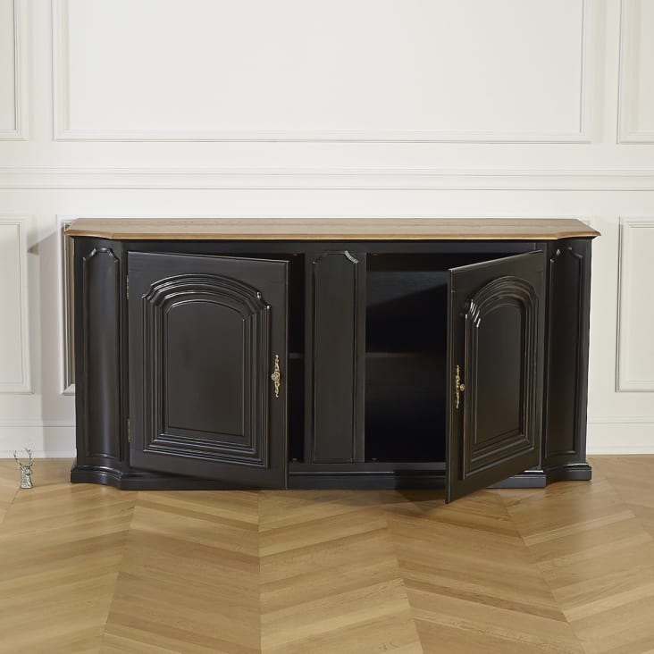Buffet plateau en chêne 2 portes noir Elisabeth | Maisons du Monde