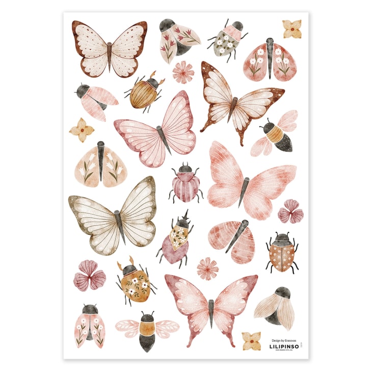 Stickers vinyle mat animaux, papillons et coccinelles, 29,7 x 42 cm ...