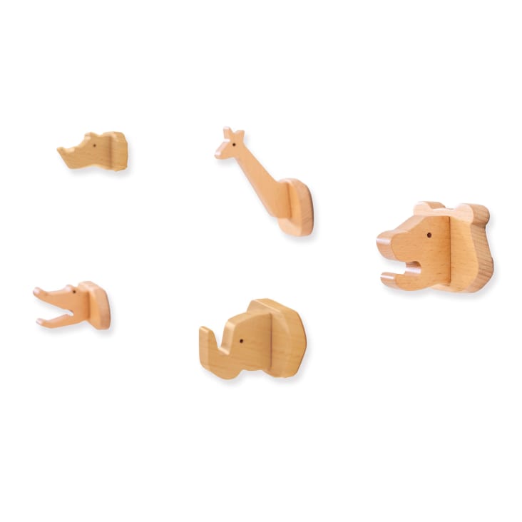 Set de 5 colgadores infantiles de animales madera Animals | Maisons du ...