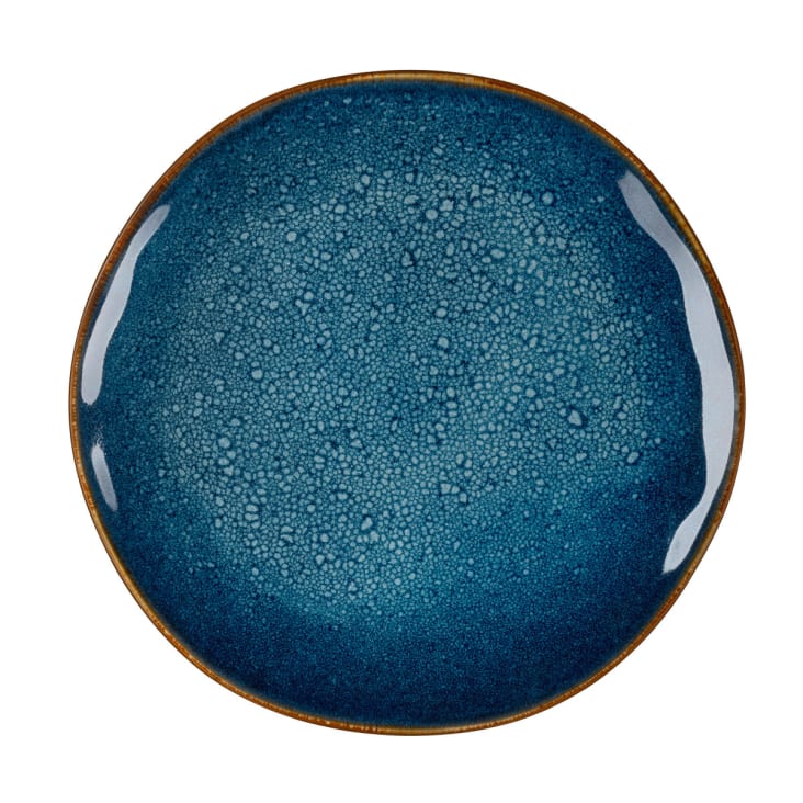 Assiette plate en Grès Bleu Vertigo denim | Maisons du Monde