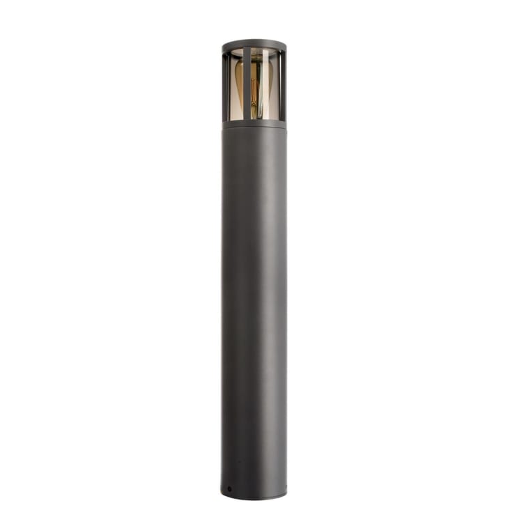 Lampione LED tondo E27 IP65 giardino diffusore fumè Metal Grigio 65cm ...