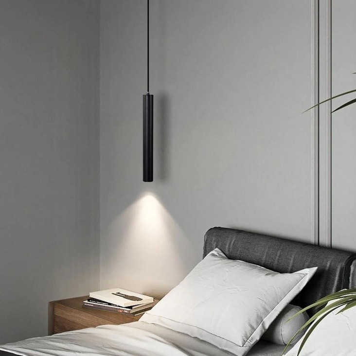 Lampada pendente LED minimal cilindro attacco GU10 metallo nero 35cm ...