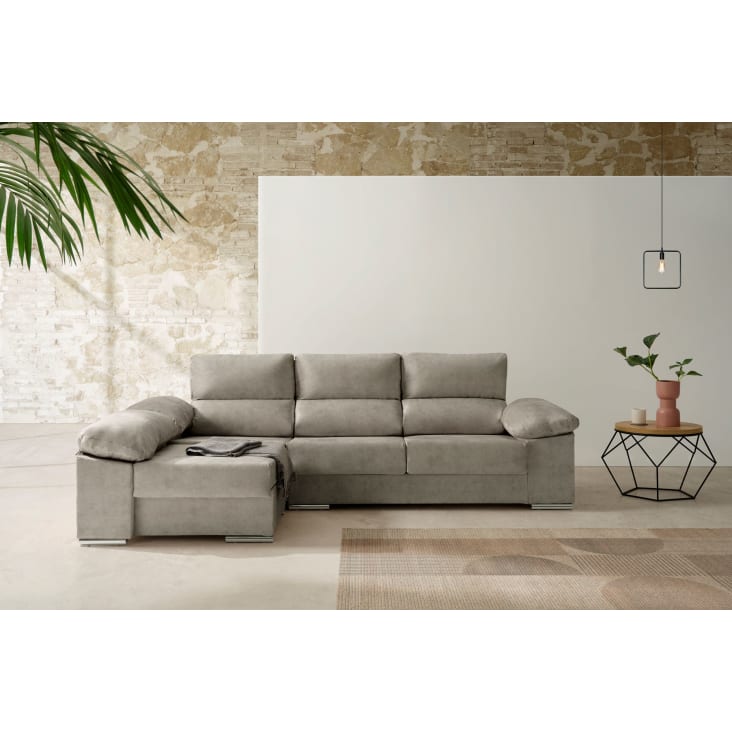 Sofa chaise longue reversible alta gama gris 260x150x102