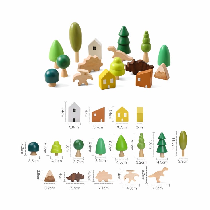 Juego de bosque prehistórico y casitas de madera para niños | Maisons ...