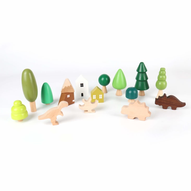 Juego de bosque prehistórico y casitas de madera para niños | Maisons ...