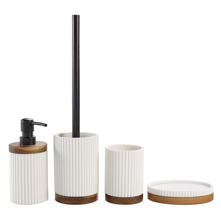 Goblet de salle de bain effet pierre et acacia blanc Hamilton douceur d ...