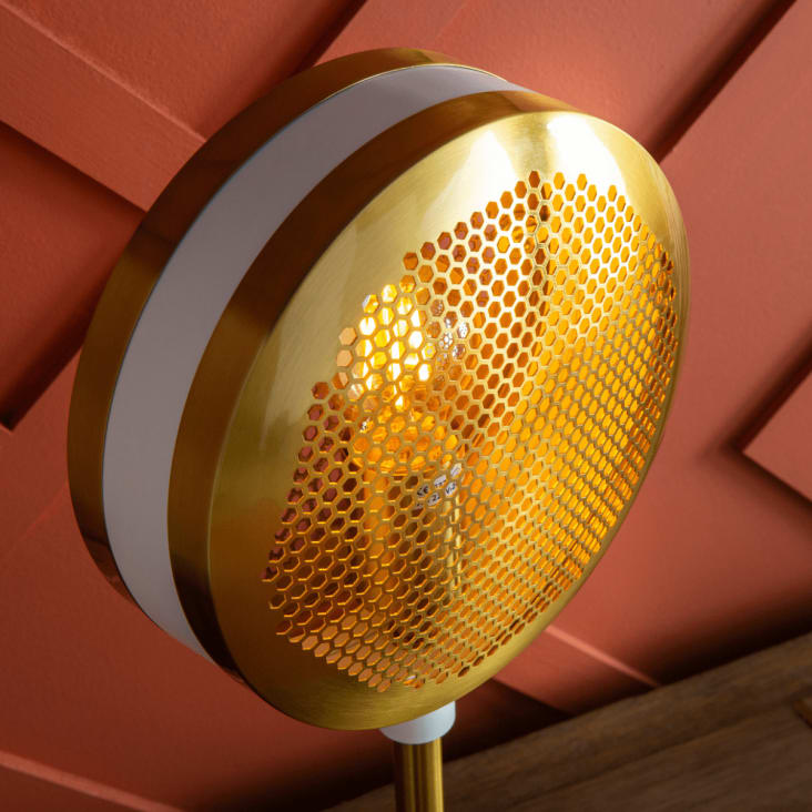 Lámpara de metal blanco y dorado alt. 50 cm Sonik | Maisons du Monde