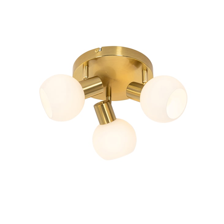 Foco dorado con cristal opal y 3 luces orientables Anouk | Maisons du Monde