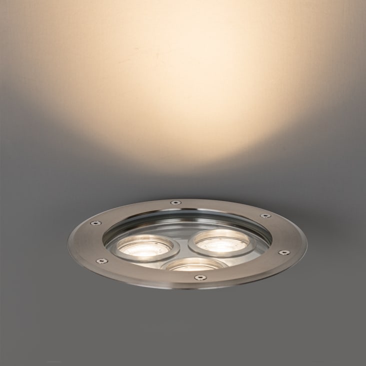 Spot sol extérieur acier 3 lumières IP65 Tribus | Maisons du Monde