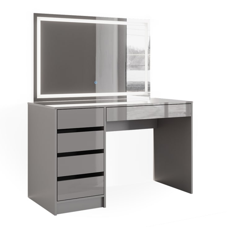 Schminktisch mit LED-Spiegel, Grau 120 x 75cm | Maisons du Monde