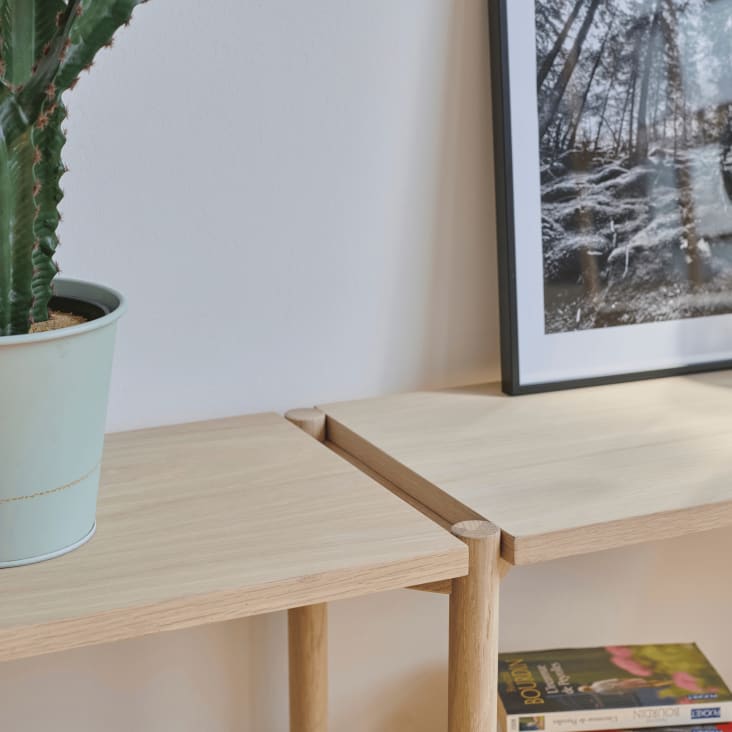 Bibliothèque basse scandinave en chêne blanchi 4 tablettes Brenda ...