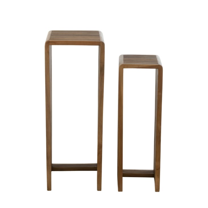 Set de 2 sellettes gigognes carrées en teck recyclé l34 marron Malyo ...