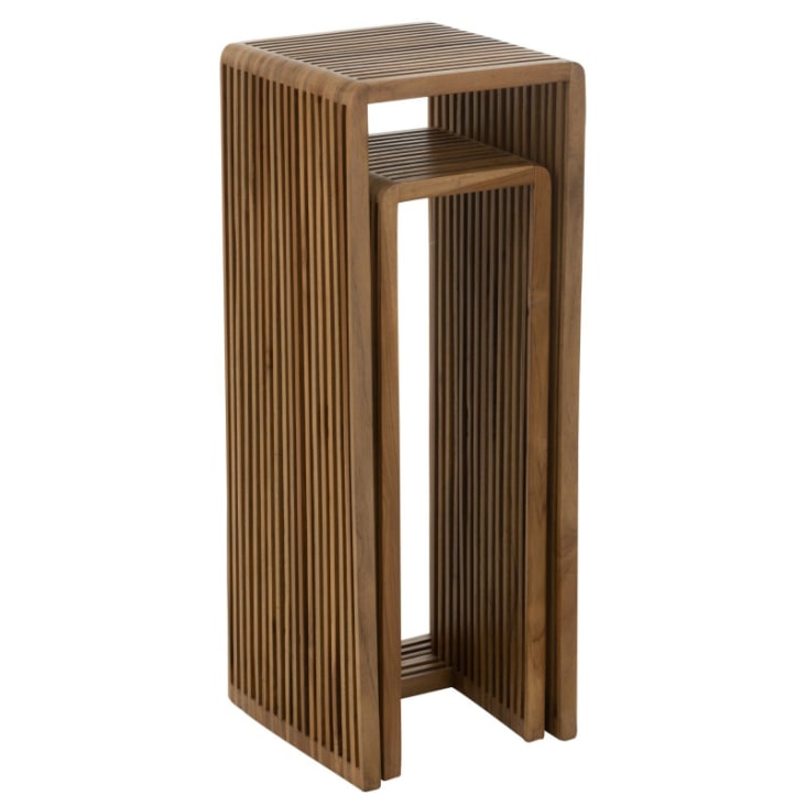 Set de 2 sellettes gigognes carrées en teck recyclé l34 marron Malyo ...