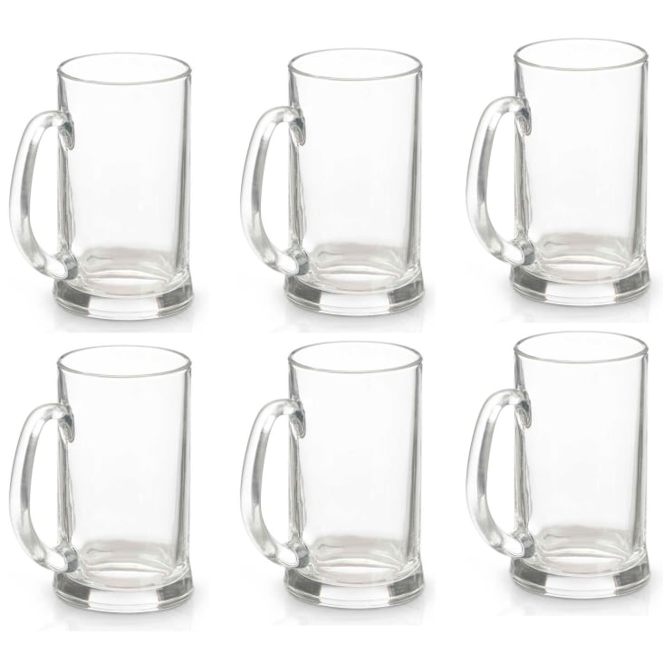 Set de 6 chopes à bière en verre avec poignées 650ml | Maisons du Monde