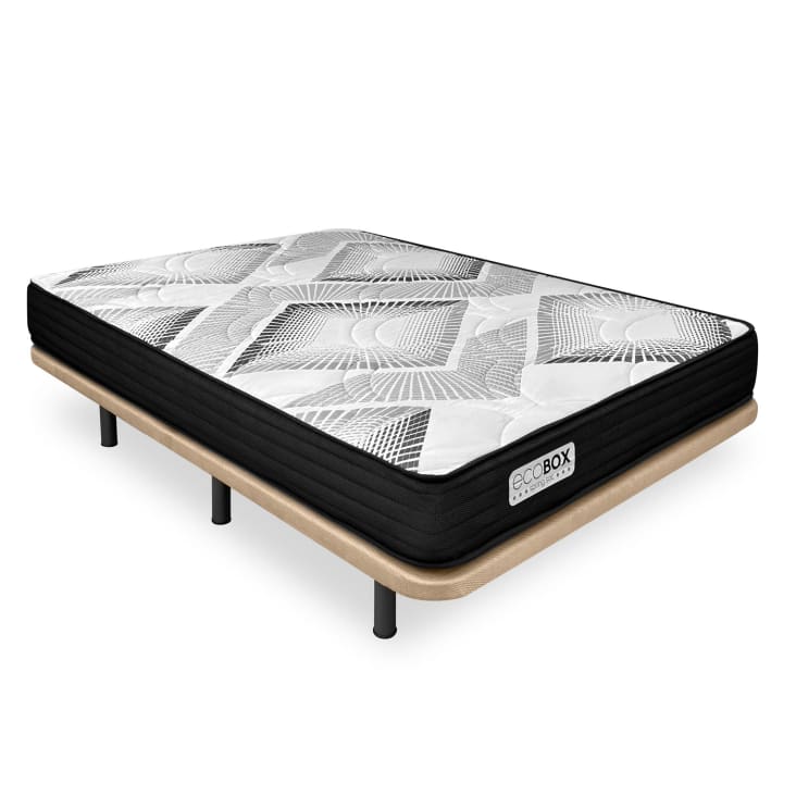 Base tapizada flora + colchón boxvisco + almohada 105x190cm beige ...