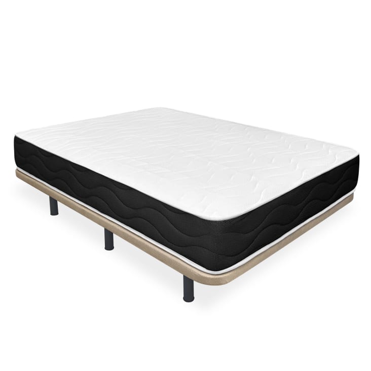 Base tapizada flora beige + colchón viscoblack viscoelástico 105x190cm ...