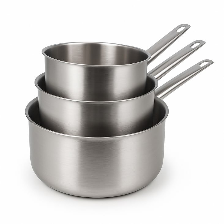 Lot de 3 casseroles en acier inoxydable - tous feux Professionnel ...