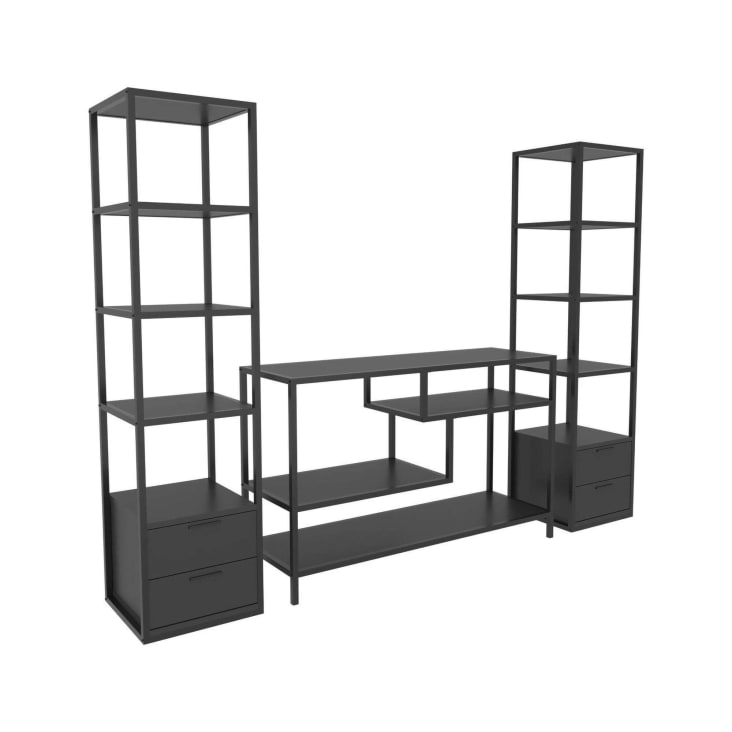 Meuble Mural effet bois noir, anthracite 198x39 cm Felion | Maisons du ...