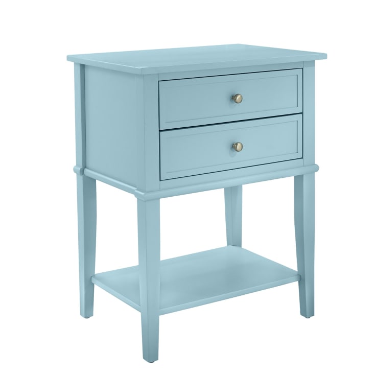 Mesa auxiliar con 2 cajones en efecto de madera azul claro Franklin ...