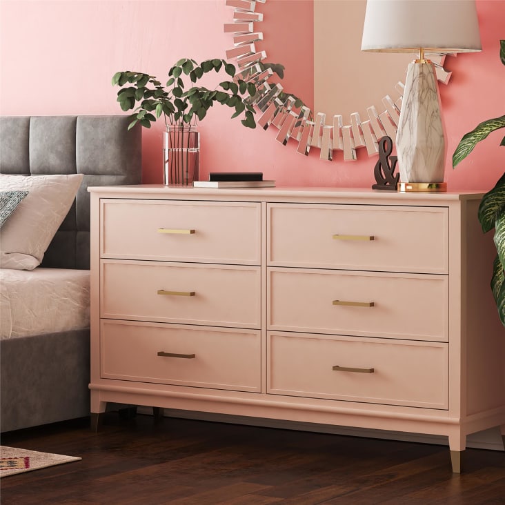 Commode avec 6 tiroirs en effet bois rose Westerleigh | Maisons du Monde