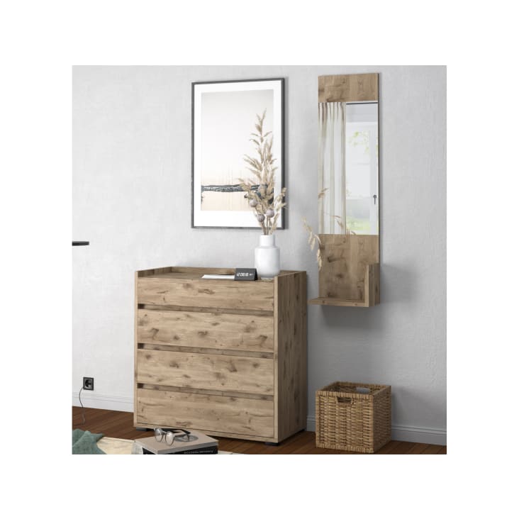 Cómoda con 4 cajones en efecto roble Kosmo | Maisons du Monde