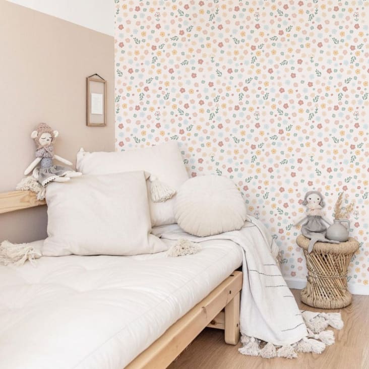 Papier peint vinyle adhésif fleurs joyeuses multicolore 50x300 cm ...