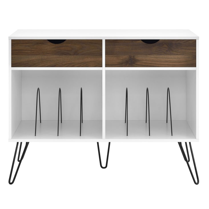 Mueble para vinilos con 2 cajones en efecto madera blanca Concord ...