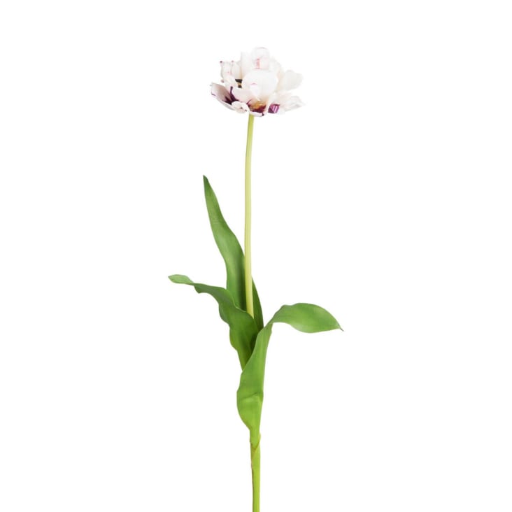 Tallo de tulipán doble artificial blanco y violeta h70 | Maisons du Monde