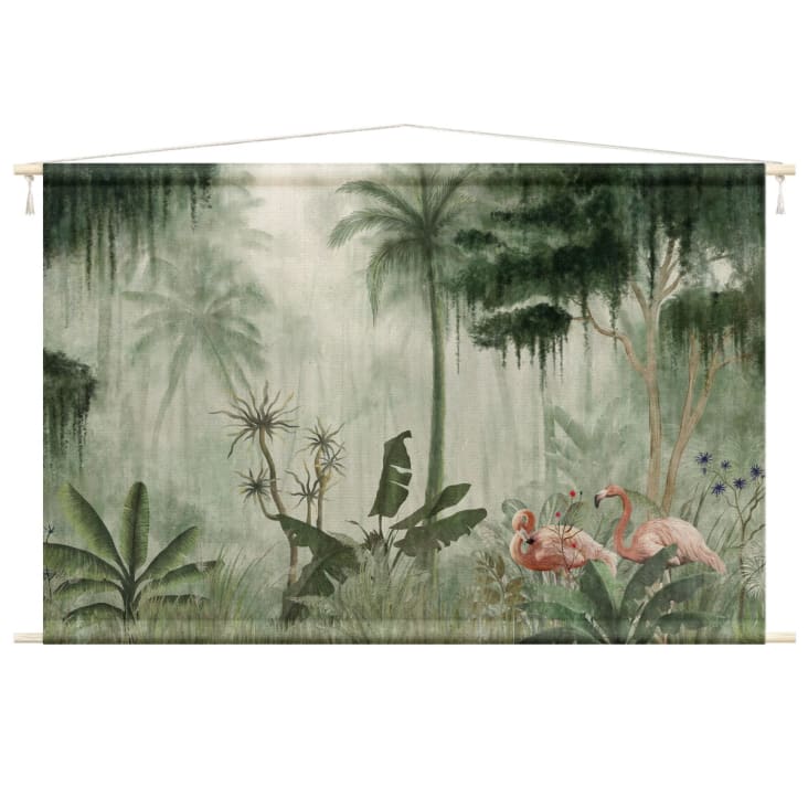 Wandteppich - Flamingos im Dschungel, grün 110 x 73 cm | Maisons du Monde