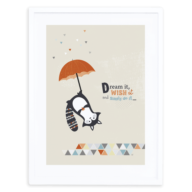 Affiche raton laveur 30 x 40 cm Maki & kitsune | Maisons du Monde