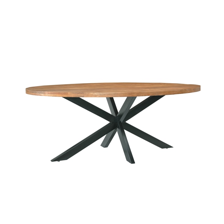 Table à manger Ovale 8/10 p L.210 cm, Manguier et métal noir Bari | Maisons du Monde