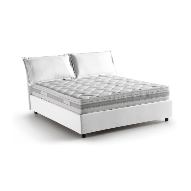Doppelbett aus weißem Stoff, 205 x 175 x 95 cm Dcarrar | Maisons du Monde