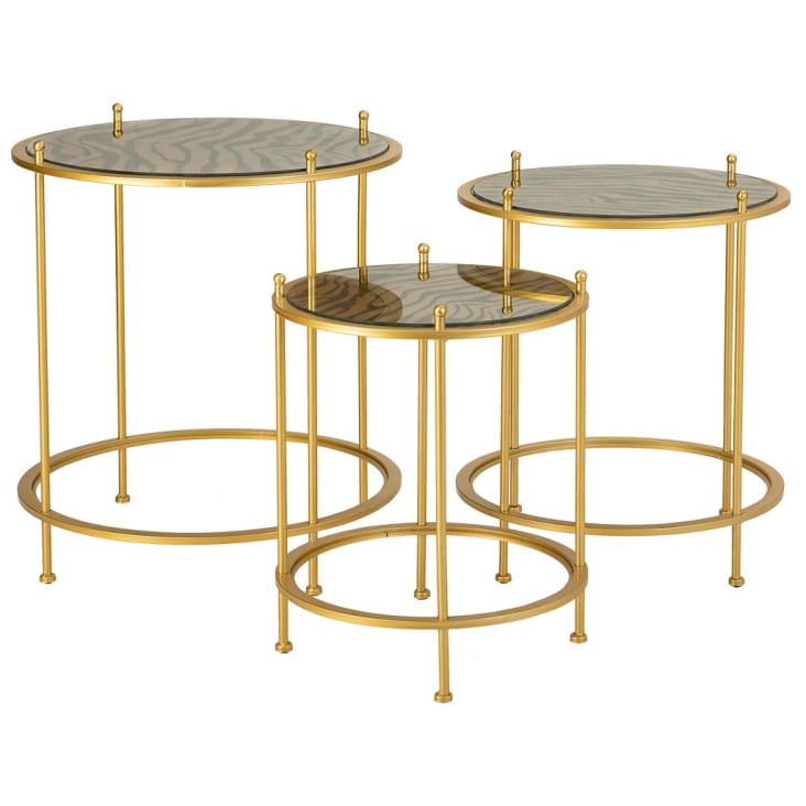 Set di 3 tavolini in metallo dorato | Maisons du Monde