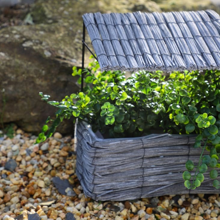 Maisonette coupe rectangle en osier gris 28 x 15 x 30 cm | Maisons du Monde