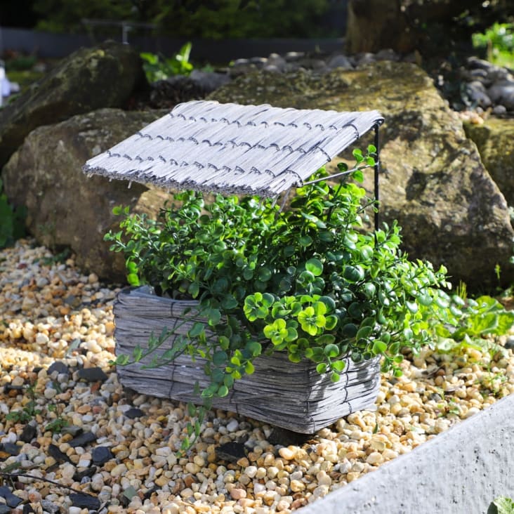 Maisonette coupe rectangle en osier gris 28 x 15 x 30 cm | Maisons du Monde
