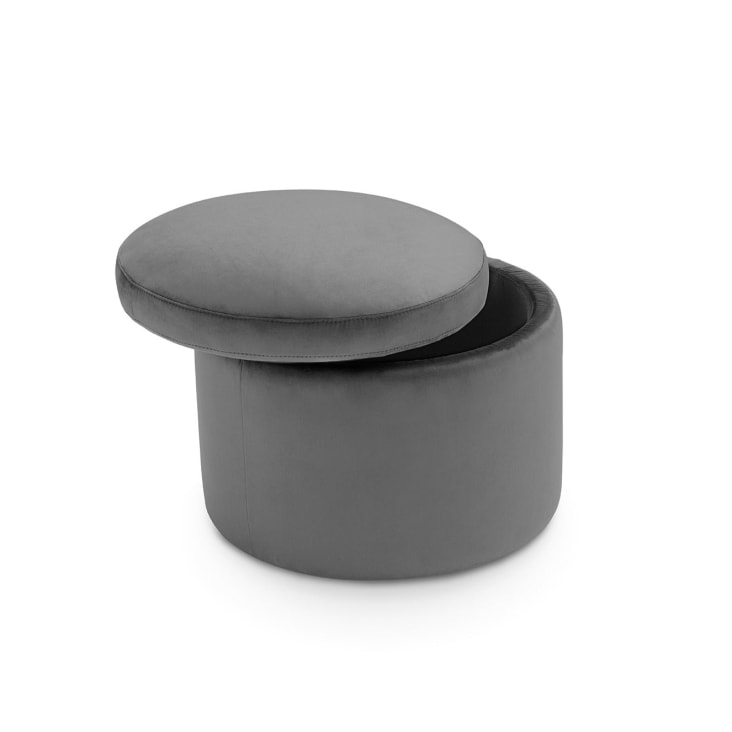Pouf contenitore made in italy tondo in velluto grigio 45x49 cm ...