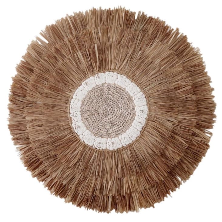 Décoration Murale Ronde en Raphia avec Coquillages D 100 cm BOHO ...