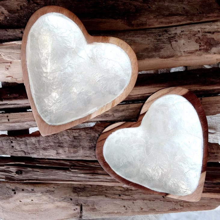 Mini cuenco de madera y nácar "Corazón" TECK | Maisons du Monde