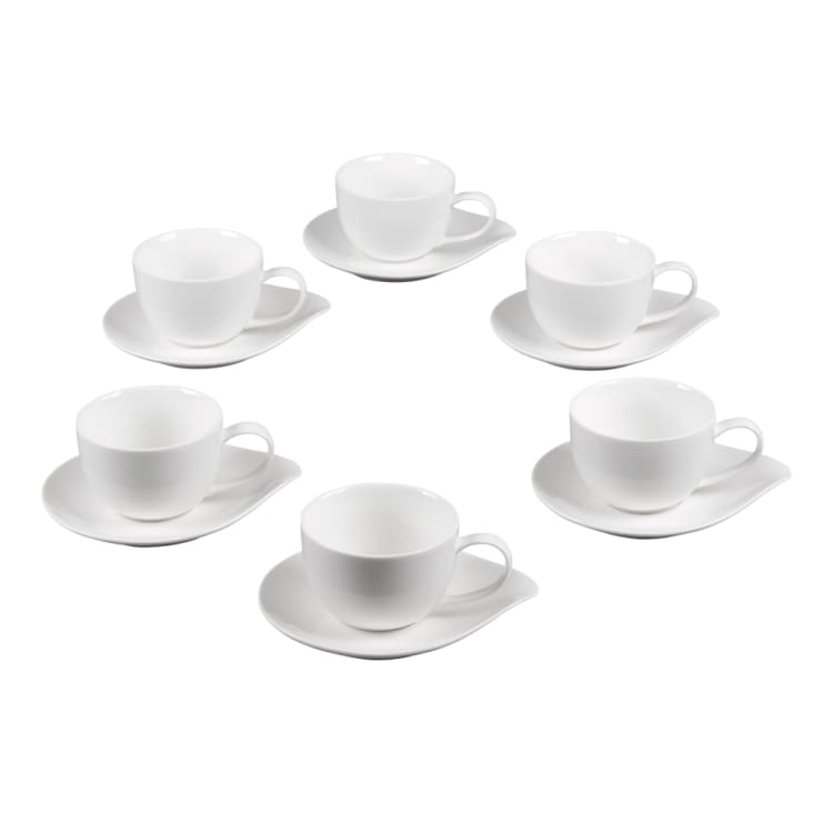 Coffret de 6 tasses à café avec sous tasses 10 cl Pétale blanc en ...
