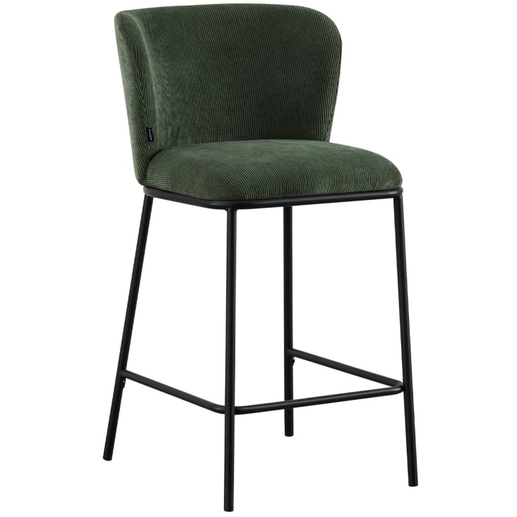 Lot de 2 tabourets de bar en velours côtelé vert kaki Toma | Maisons du ...