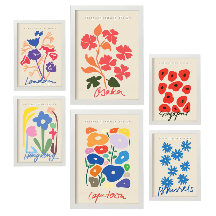 Set de 6 cuadros, impresión en papel, marco blanco, a3 & a4 Fiori ...