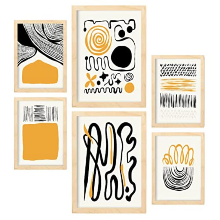 Set de 6 cuadros, impresión en papel, marco de madera clara, a3 & a4 ...