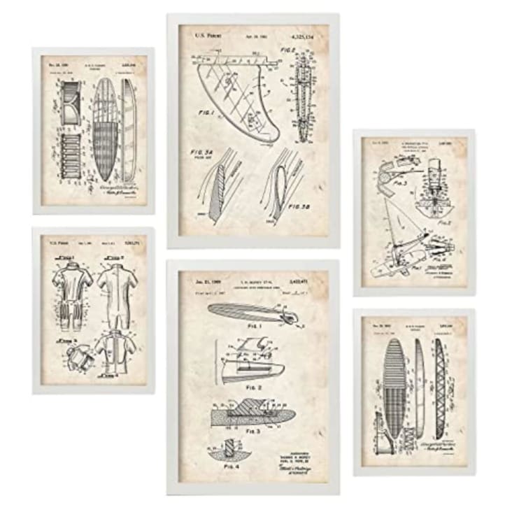 Set de 6 cuadros, impresión en papel, marco blanco, a3 & a4 Brevetti ...