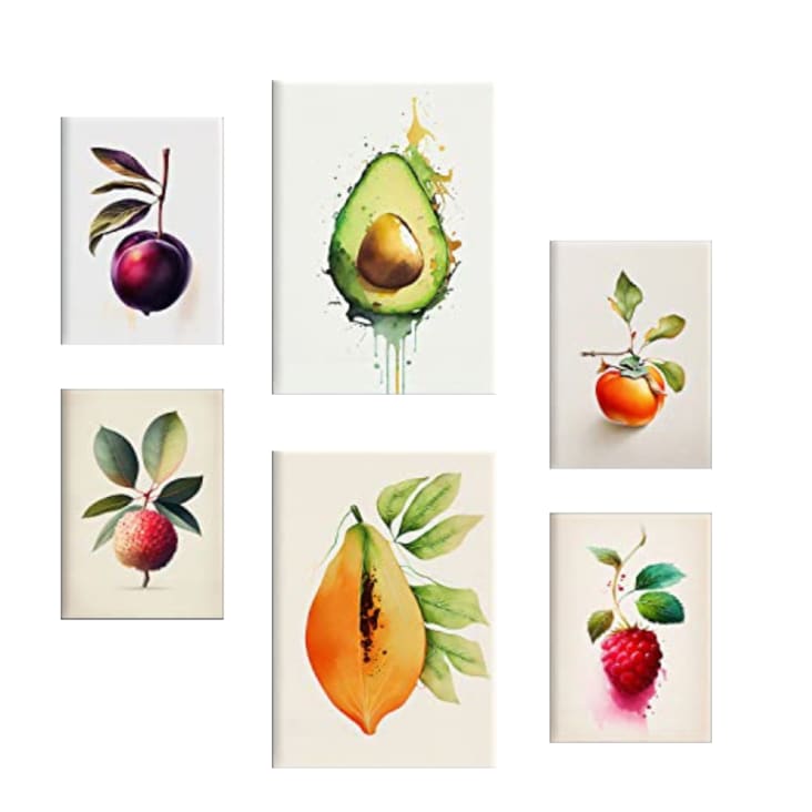 Set de 6 laminas, impresión en papel, sin marcos, a3 & a4 Frutta ...