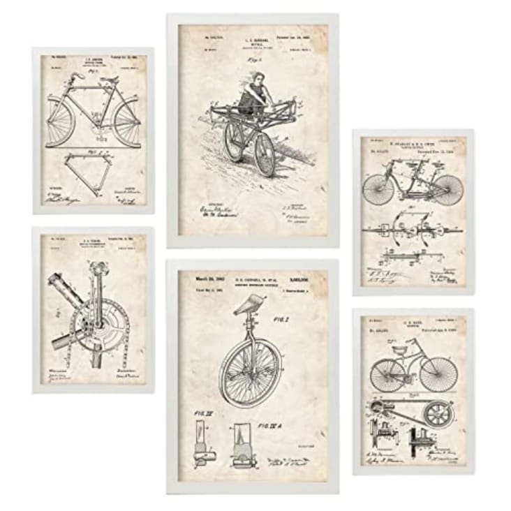 Set de 6 cuadros, impresión en papel, marco blanco, a3 & a4 Brevetti di ...