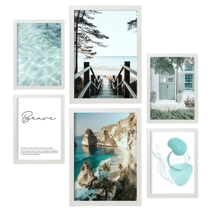 Set de 6 cuadros, impresión en papel, marco blanco, a3 & a4 Acqua turchese, fotografia | Maisons ...