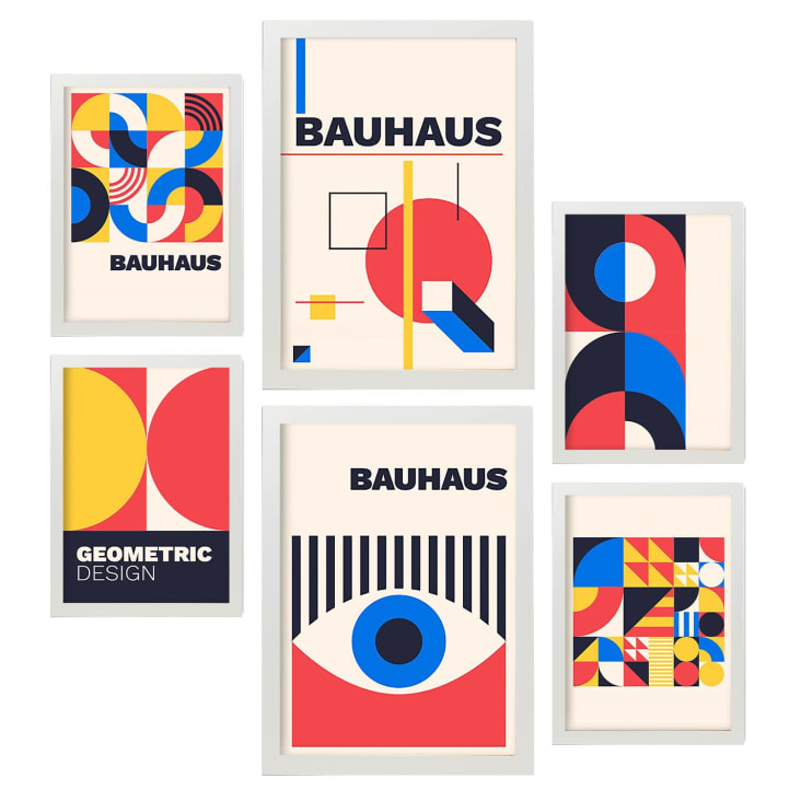 Set de 6 cuadros, impresión en papel, marco blanco, a3 & a4 Bauhaus ...