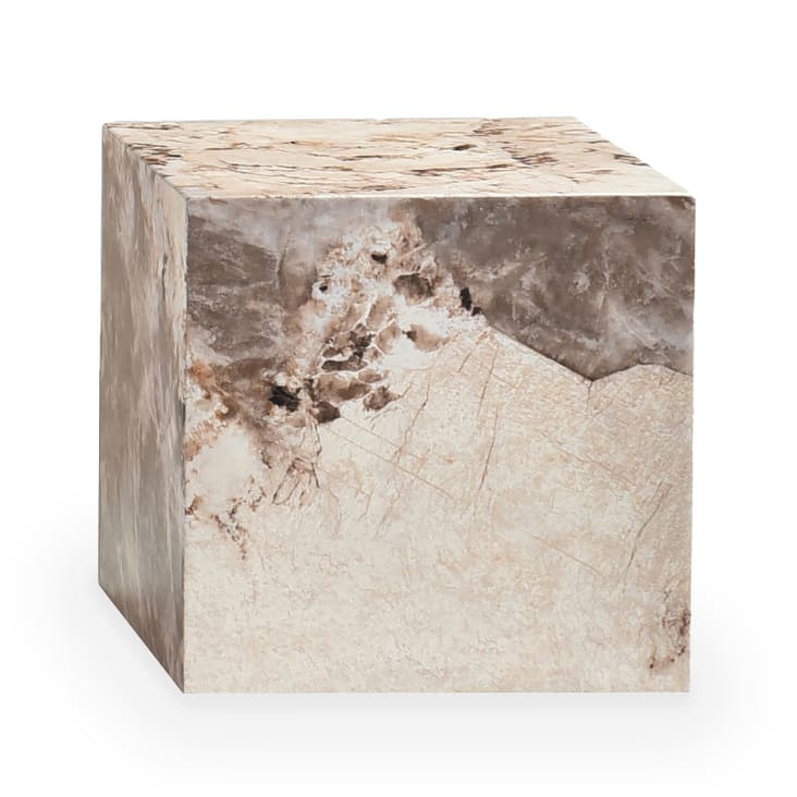 Table basse carré marbre d'ingénierie beige et marron Jasmia | Maisons ...